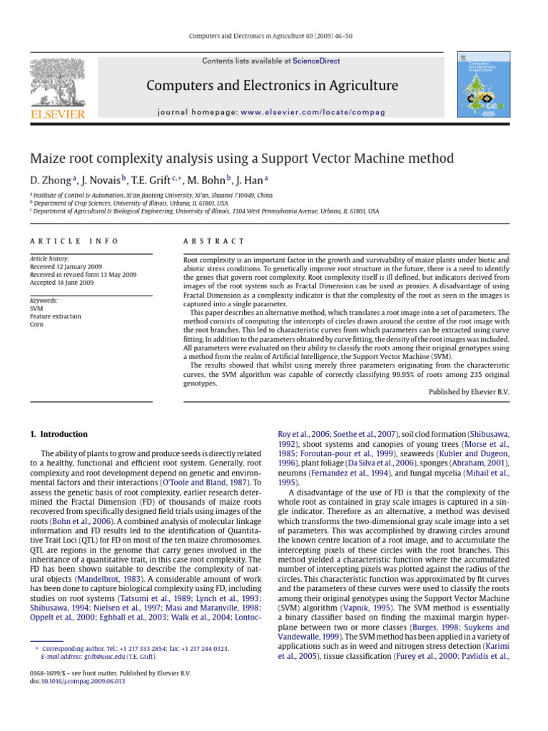 Maize Root Complexity Analysis Using A Support Vector Machine Method | PDF | Support Vector ...