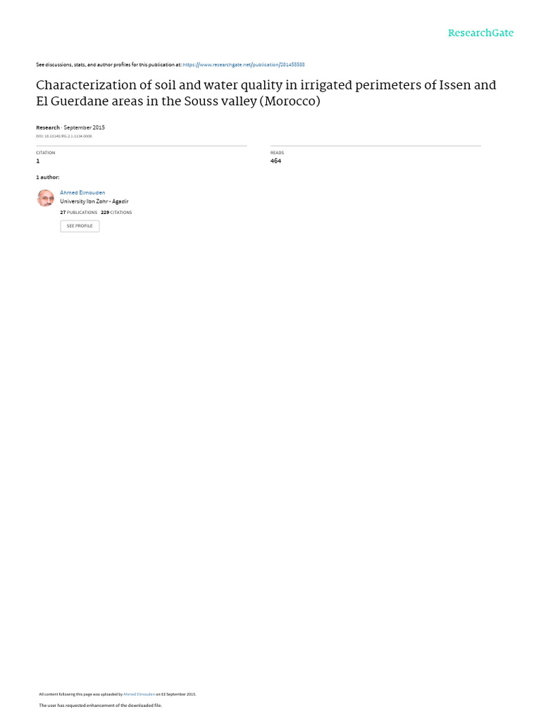 Characterization of Soil and Water Quality in Irrigated Perimeters of ...