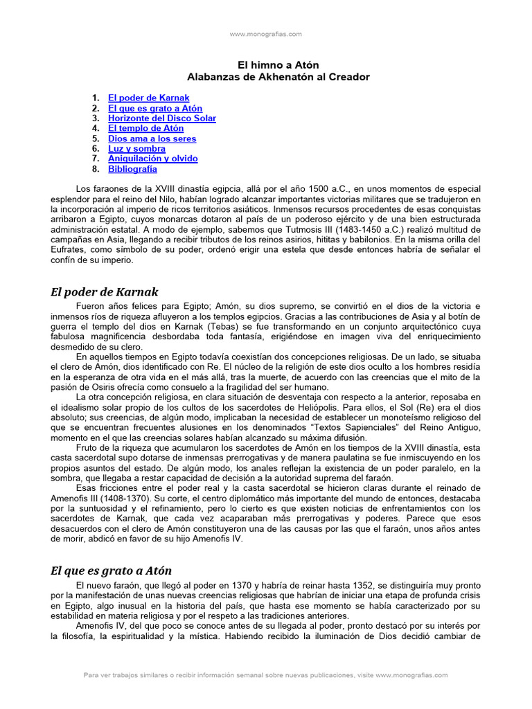 ORACION Himno-Aton-Alabanzas-Akhenaton-Al-Creador | PDF | Akhenaton | Antiguo Egipto