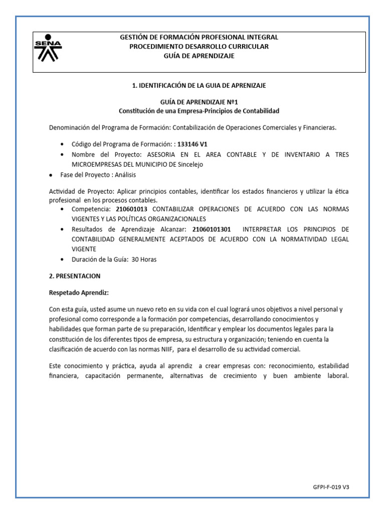 GFPI-F-019 - Formato - Guia - de - Aprendizaje # 1 Constitucion de Empresas | PDF | normas ...
