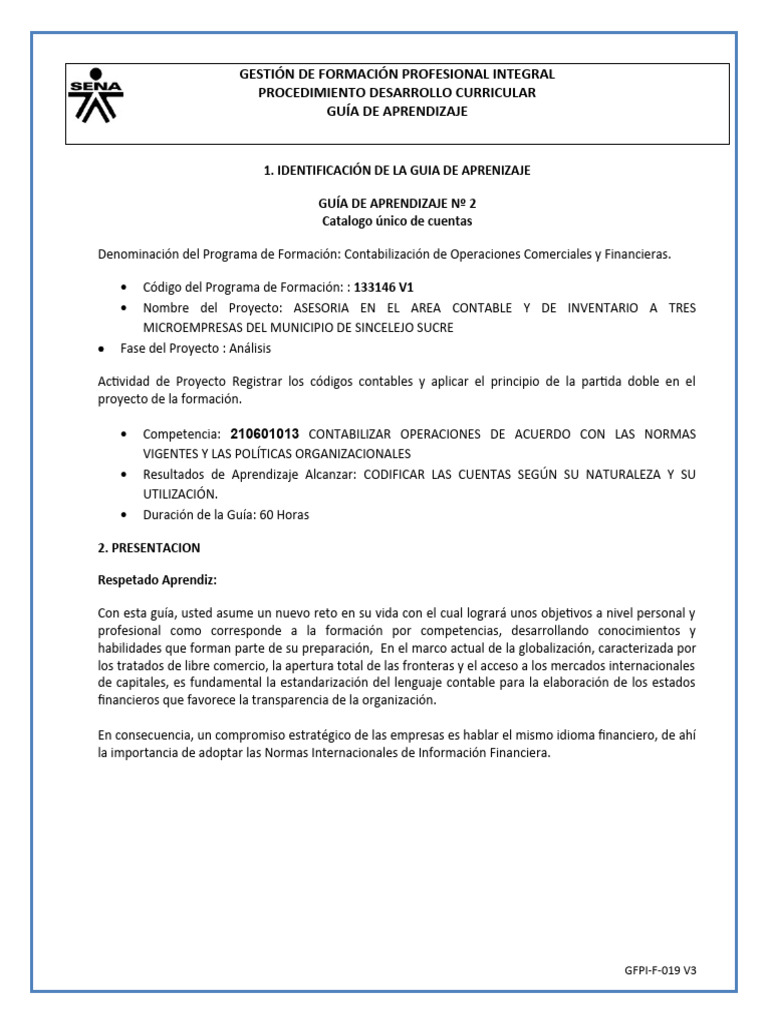 GFPI-F-019 - Formato - Guia - de - Aprendizaje # 2 PUC | PDF | Contabilidad | normas ...