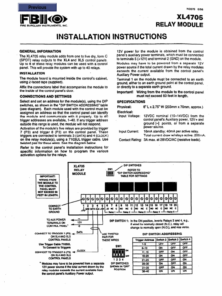 FBI Painél Xl4705 Install | PDF | Relay | Switch