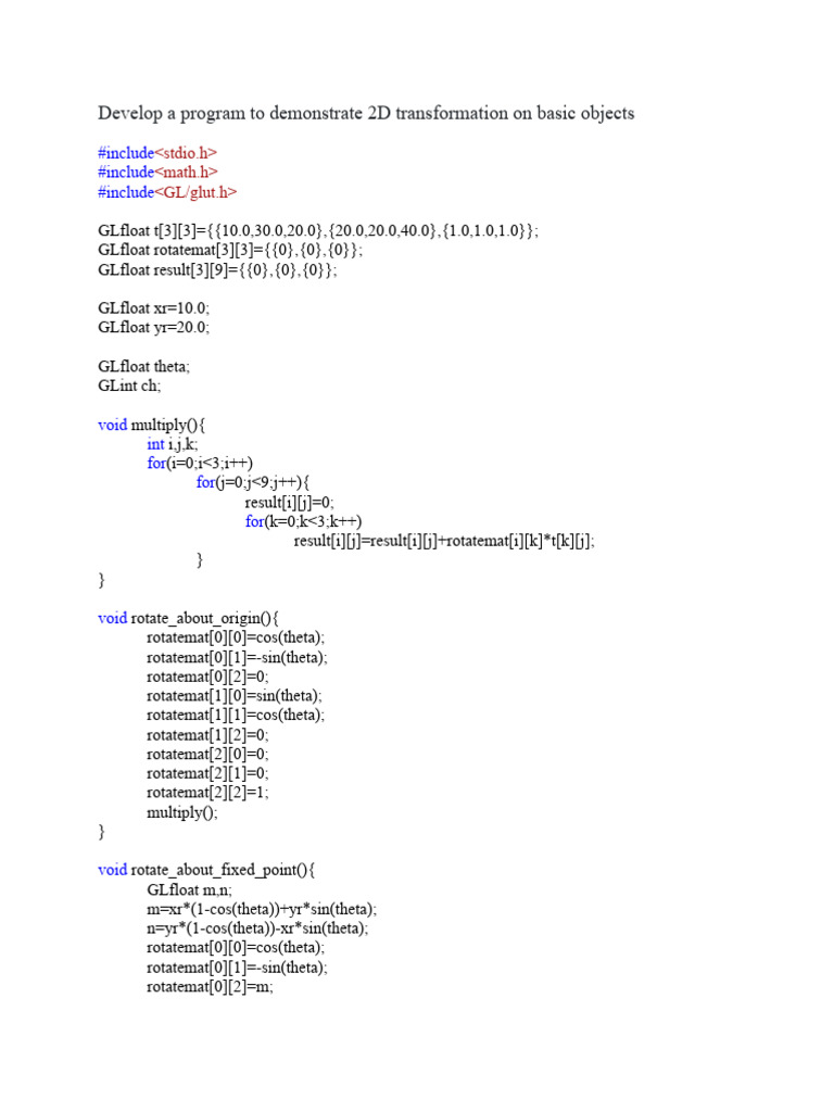 Pgm4 - 2D transformation on basic objects | Download Free PDF | Computer Programming