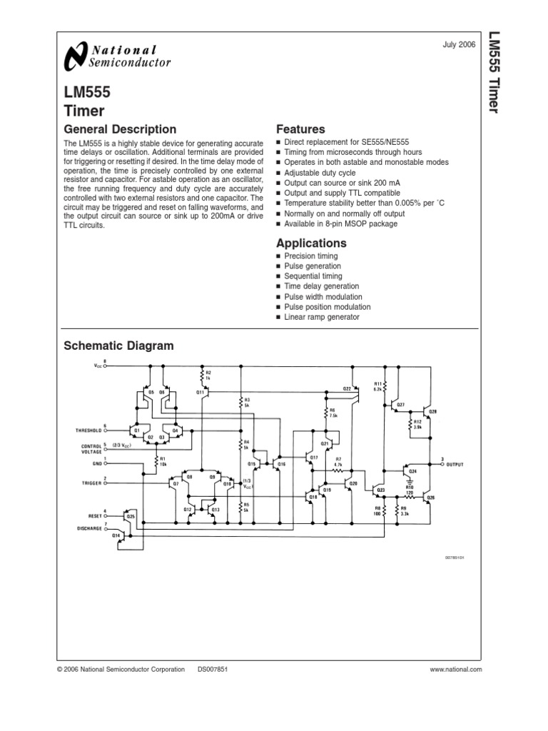 LM555 Timer: General Description Features | PDF