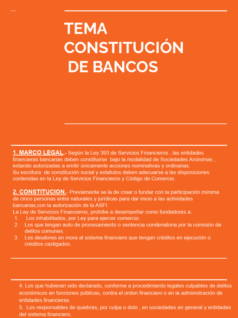 Tema 4 Constitucion de Bancos | PDF | Bancos | Constitución
