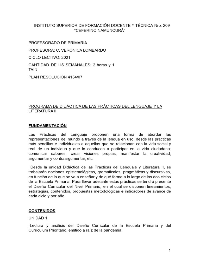 Didactica de Las Practicas Del Lenguaje y La Literatura II | PDF ...
