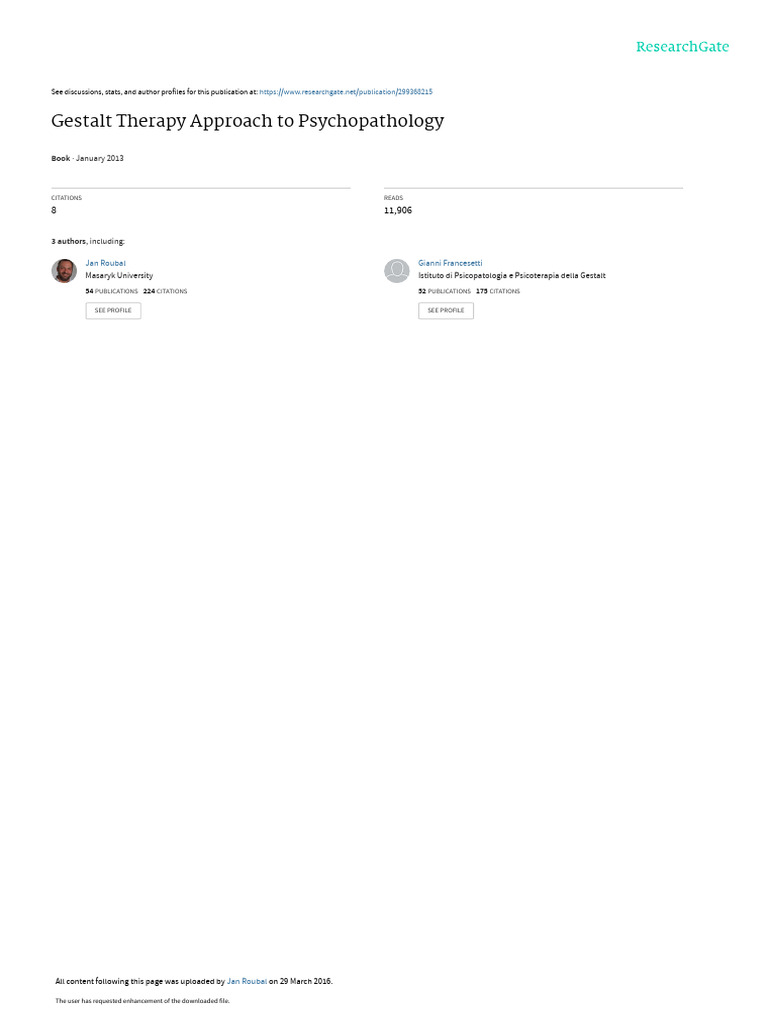 Gestalt Therapy Approach To Psychopathology | PDF | Gestalt Therapy | Psychotherapy