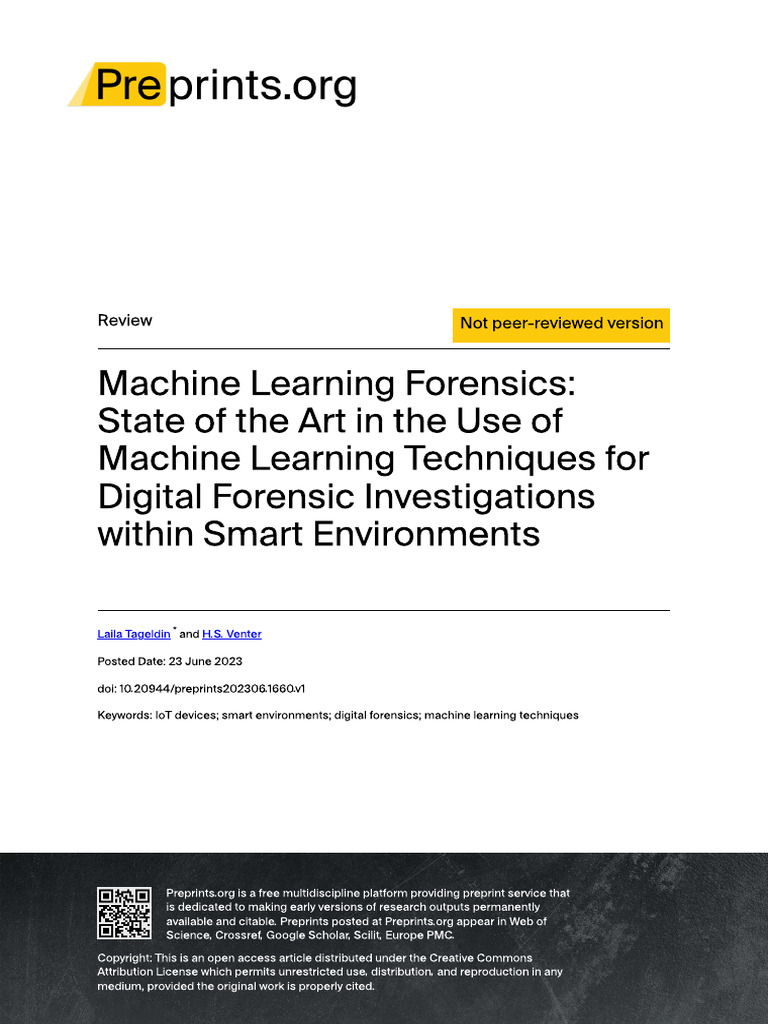 Machine Learning Forensics State of The Art in The | PDF | Internet Of ...