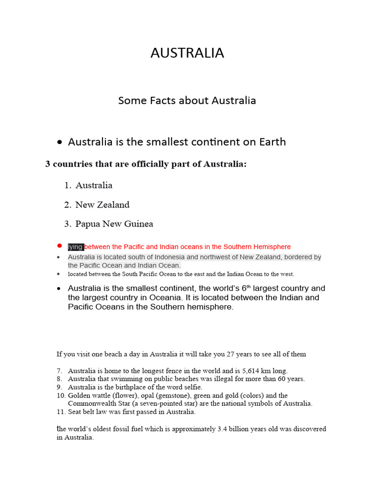 AUSTRALIA FUN FACTS | PDF