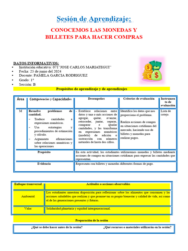 Imprimir CONOCEMOS LAS MONEDAS Y BILLETES PARA HACER COMPRAS - 2DO ...