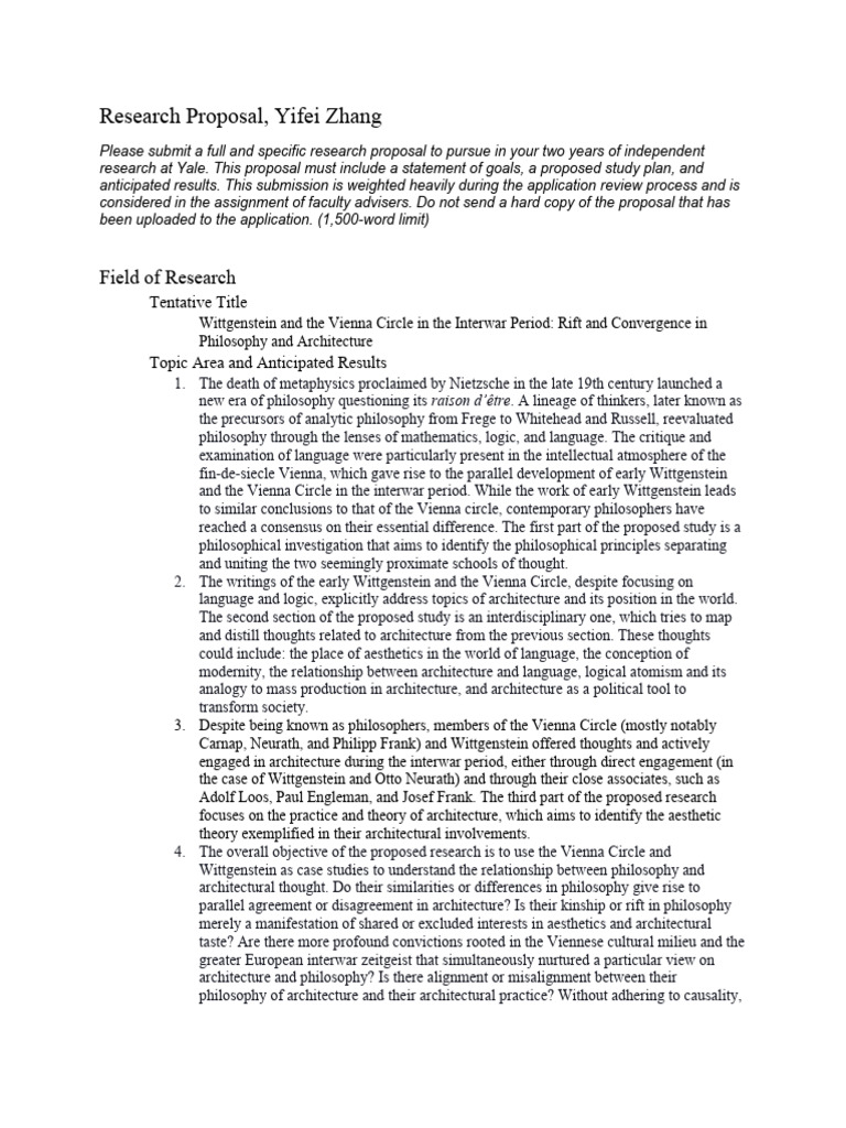 Yifei Zhang Yale Research Proposal | PDF | Analytic Philosophy | Ludwig ... Yifei Zhang Yale Research Proposal | PDF | Analytic Philosophy | Ludwig ...