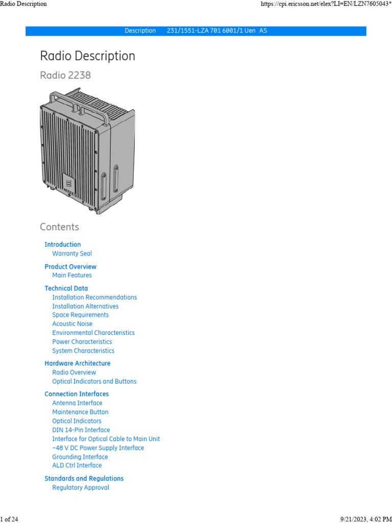 RRU 2238 | PDF | Radio | Duplex (Telecommunications)