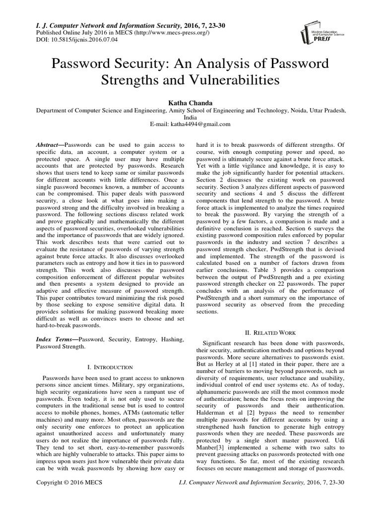 Ijcnis V8 N7 4 | PDF | Password | Key (Cryptography)