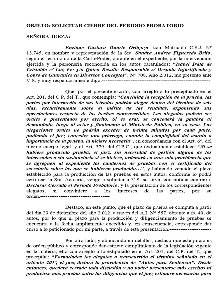 Cierre Periodo Probatorio | PDF