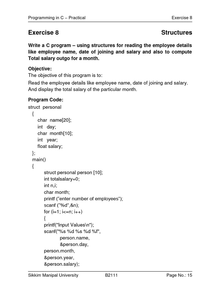 Exercise 8 - Structures | PDF