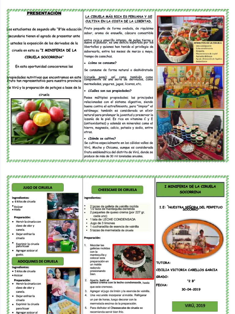 PDF Triptico de La Feria Compress | PDF | Tarta de queso | Alimentos