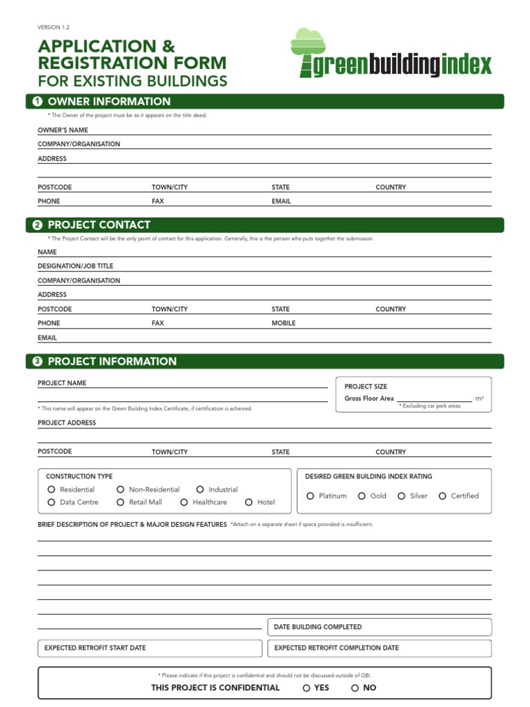 GBI Certification Application Form For Existing Buildings V1.2 | PDF ...