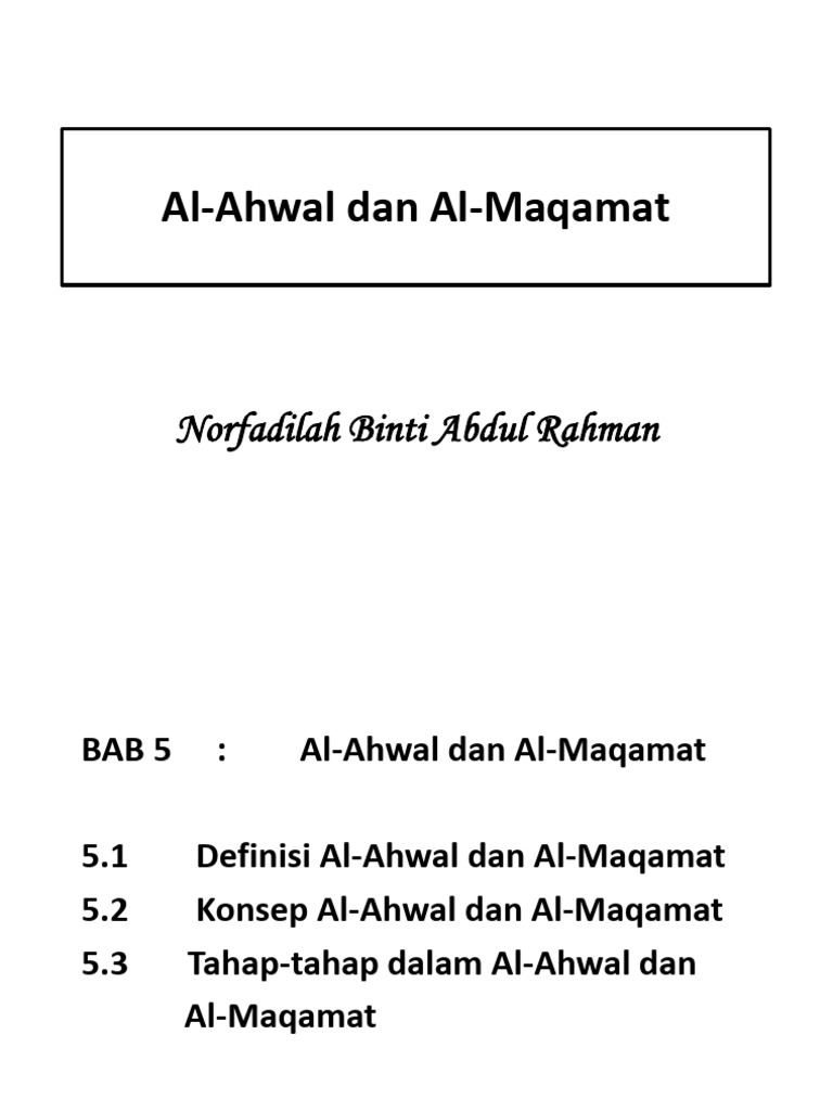 Al-Ahwal Dan Al-Maqamat | PDF