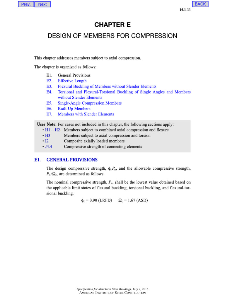 Chapter E Design of Members For Compression | PDF