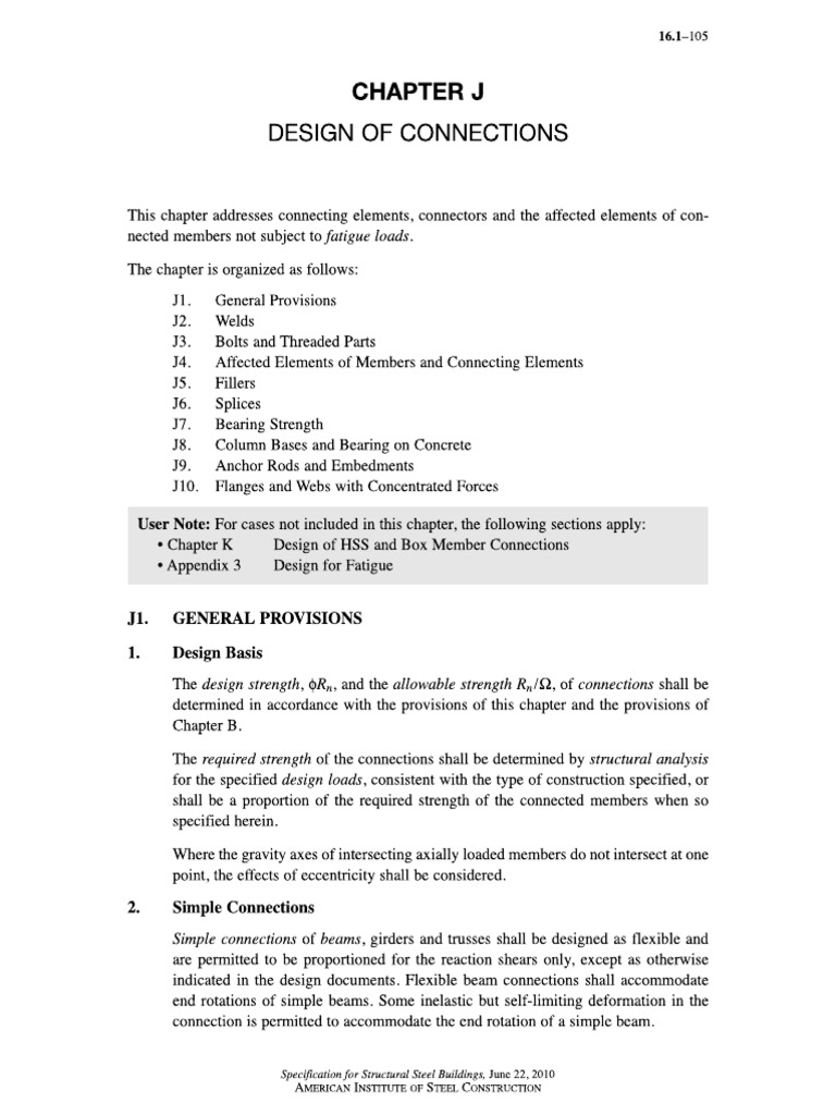 J Design of Connections AISC | PDF