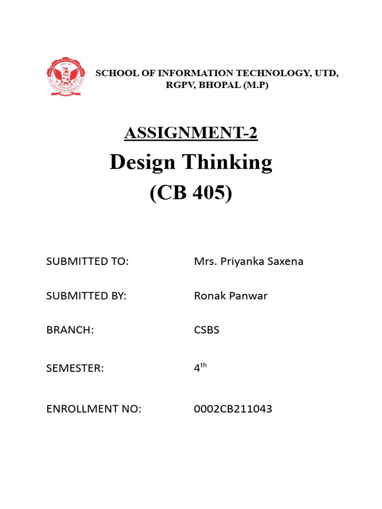 Design Thinking Assigment | Download Free PDF | Thought | Design Thinking