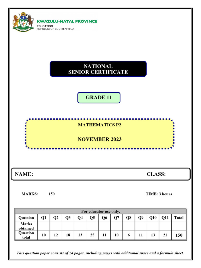 2023 KZN Maths P2 - Nov QP | PDF | Circle | Triangle