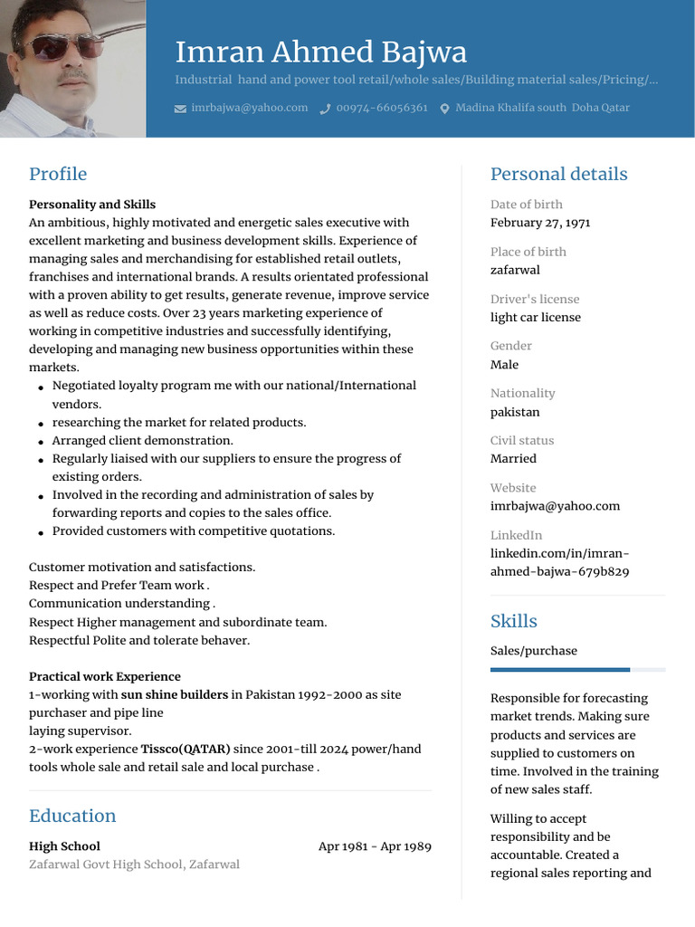 Resume Imran Ahmed Bajwa (2) - 2 | PDF | Retail | Sales