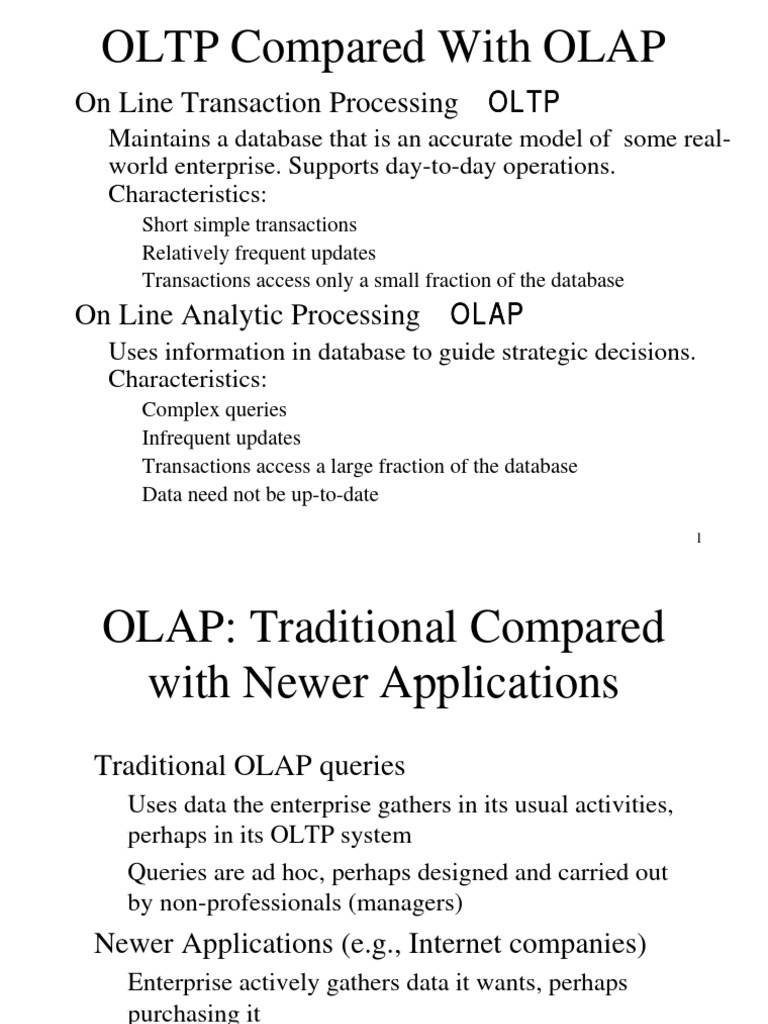 OLTP vs OLAP: Key Differences Explained | PDF | Statistical ...