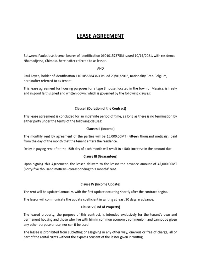 Contrato Arrendamento (English Translated) | PDF | Lease | Law And ...