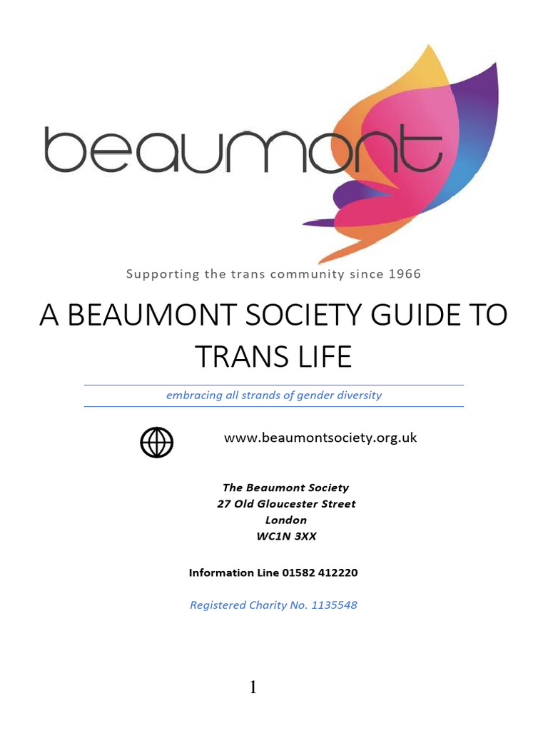 A Beaumont Society Guide To Trans Life | PDF | Transgender | LGBTQIA+ ...