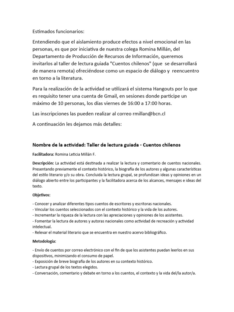 Taller de Lectura Guiada | PDF