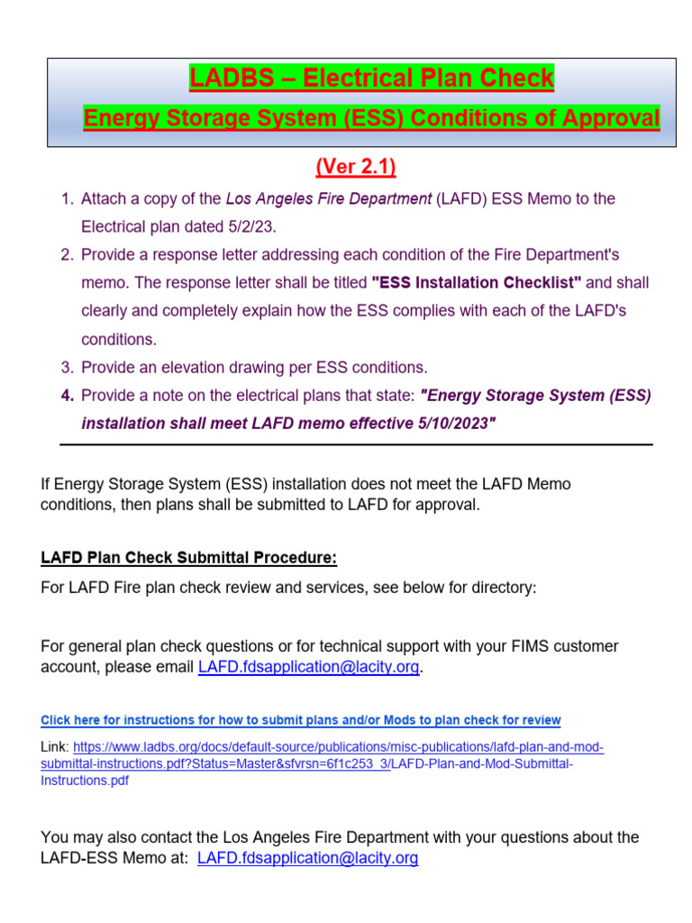 LAFD-ESS-Memo-and-Checklist (1) | PDF