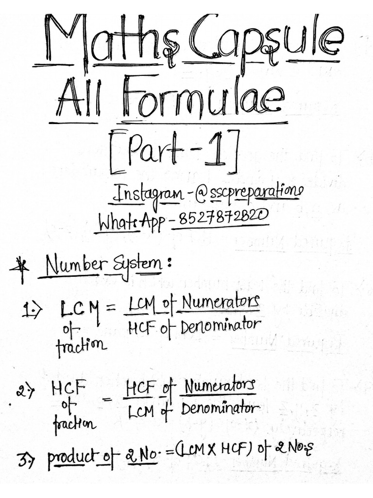(Part-1) Number System All Formulae | PDF