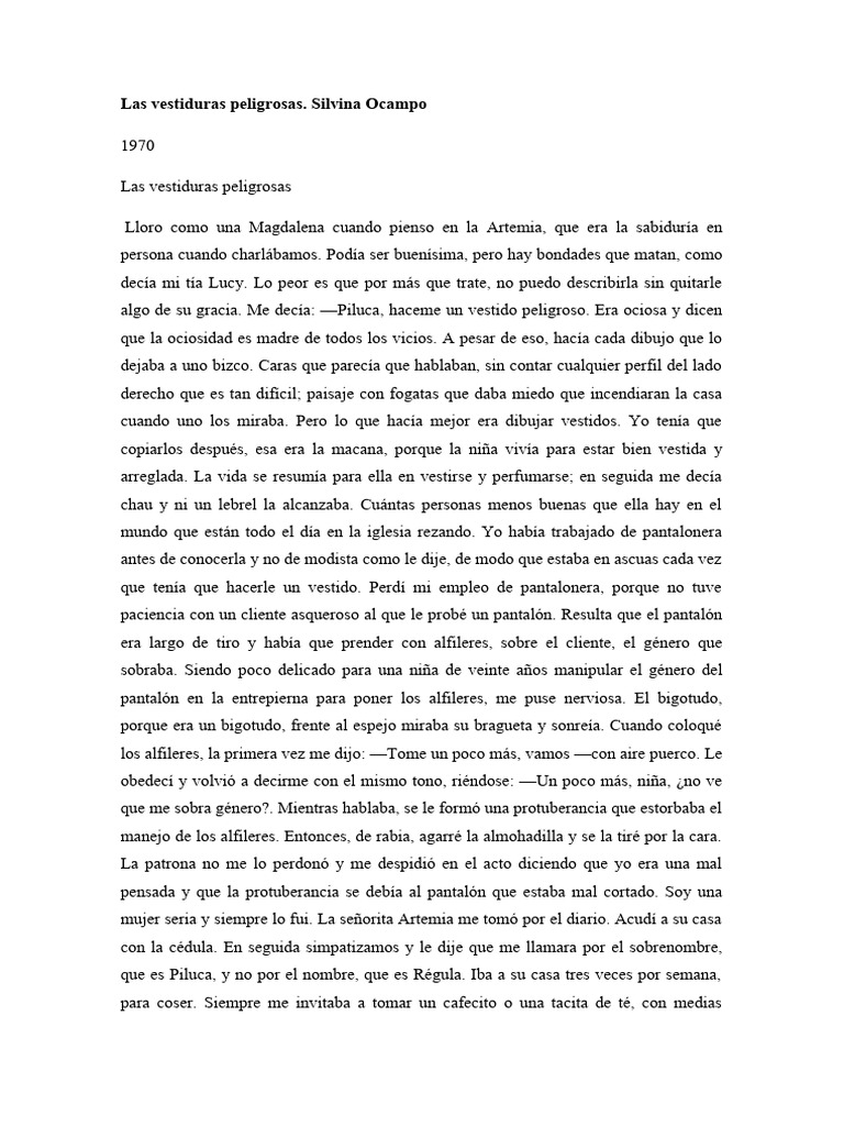 Las Vestiduras Peligrosas de Silvina Ocampo | PDF | Ropa