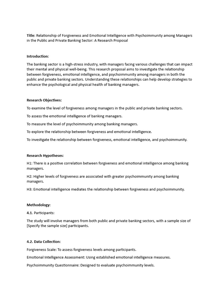 Research Proposal | PDF | Emotional Intelligence | Forgiveness