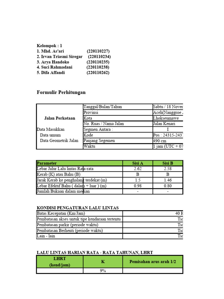 Data Survey Rektrans KLP1 | PDF