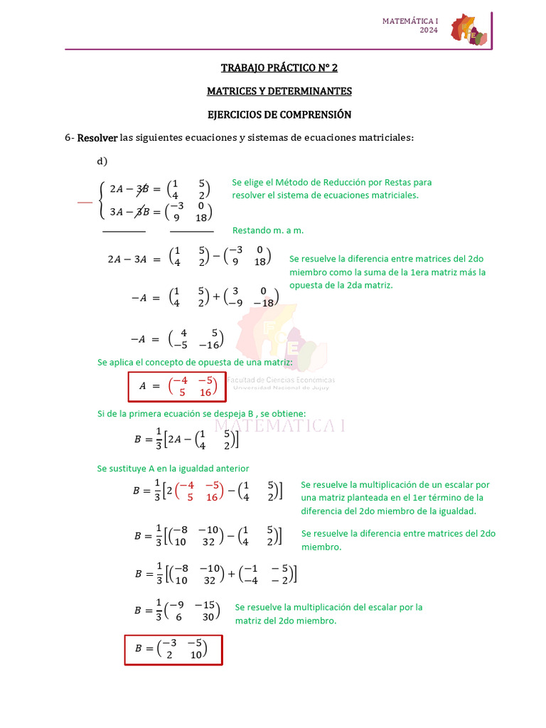 U2 - Punto 6 D) - Sist. de Ecuac. Matriciales | PDF | Matriz (Matemáticas) | Sistema de ...