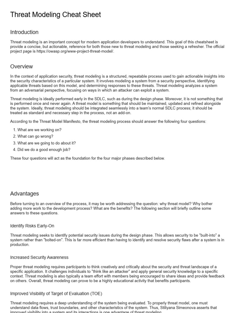 Threat Modeling - OWASP Cheat Sheet Series | PDF | Computing ...