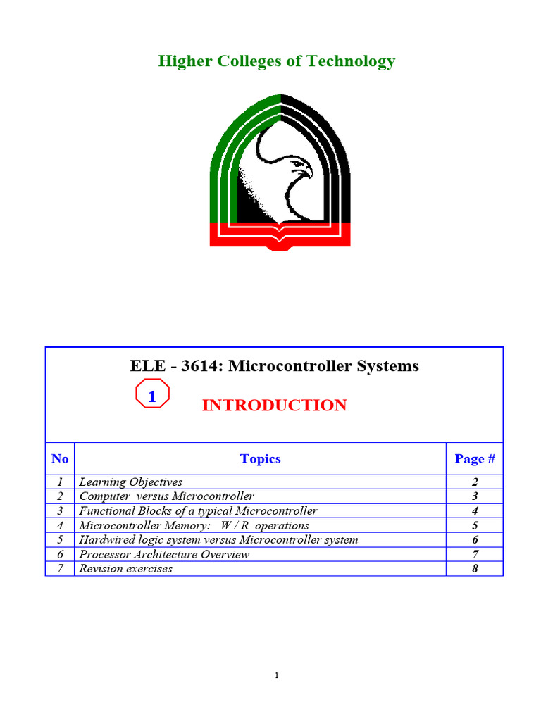 Lecture Notes 1 Pdf Microcontroller Central Processing Unit