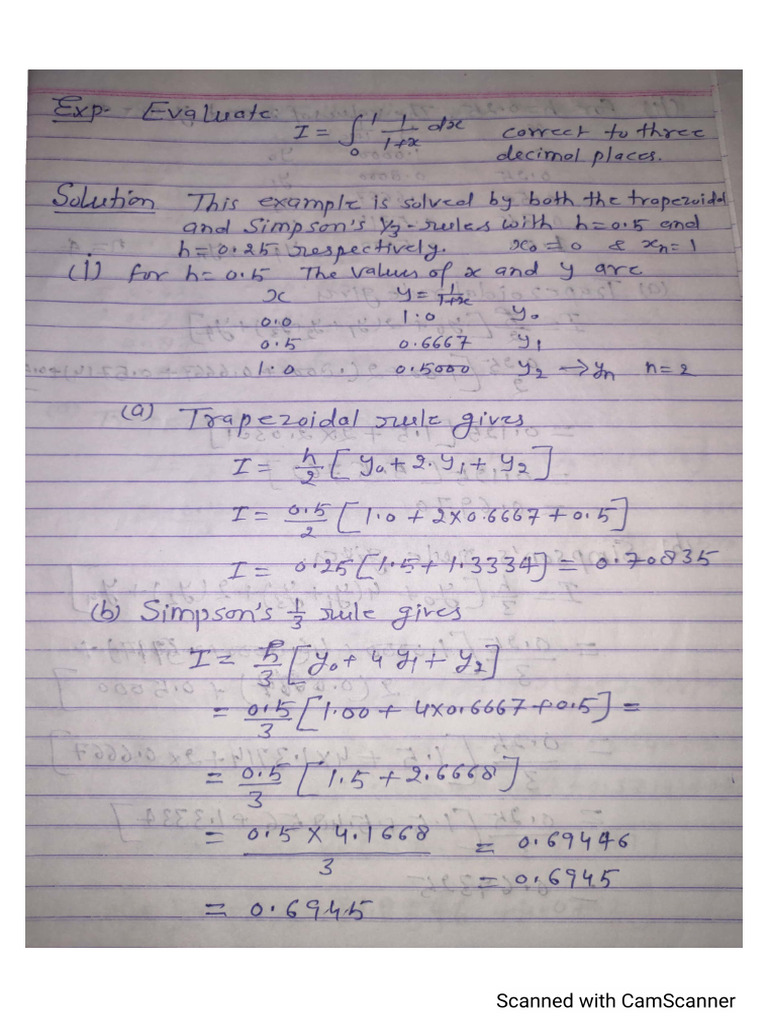 Examples Of Trapezoidal And Simpson S Rule Pdf
