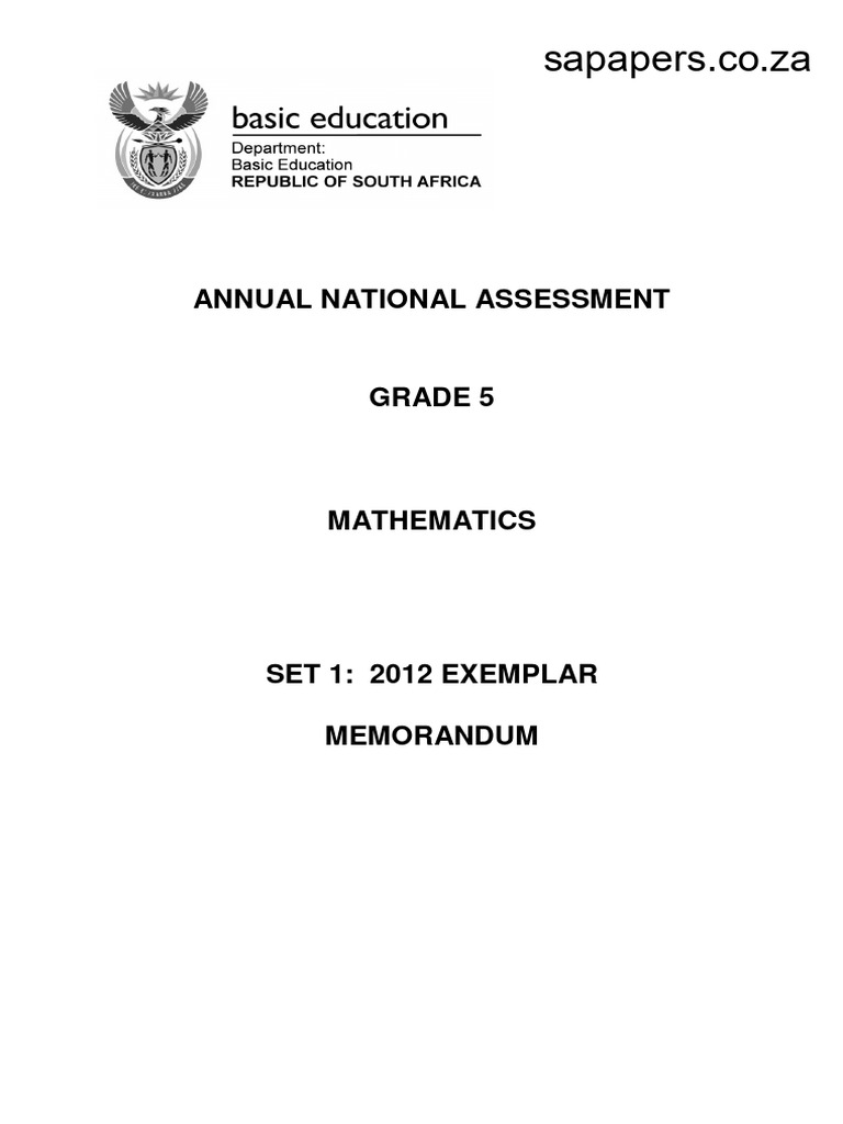 Grade 5 Mathematics Memo | PDF | Rectangle | Shape