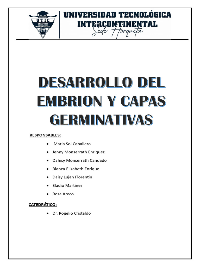 Desarrollo Del Embrión y Capas Germinativas | PDF | Embrión | Sistema ...