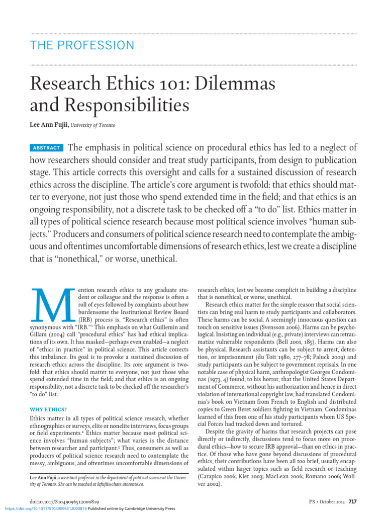 31.+research Ethics 101 Dilemmas and Responsibilities | PDF | Consent ...