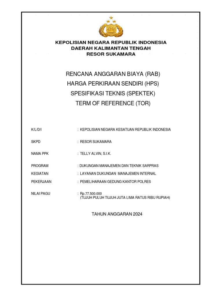 KAK Pemeliharaan Gedung Kantor Polres | PDF | Teknologi & Rekayasa
