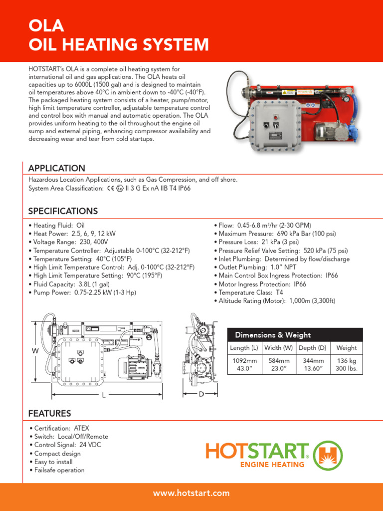 OLA Spec Sheet | PDF | Pump | Pressure
