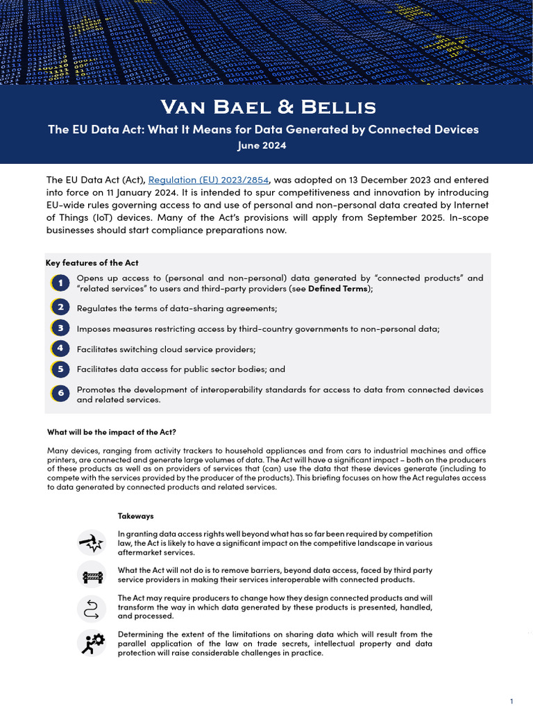 EU Data Act: Impact on Connected Devices | PDF | Trade Secret ...