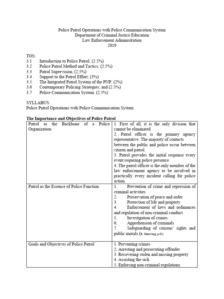 Police Patrol Operations With Police Communication System | PDF ...