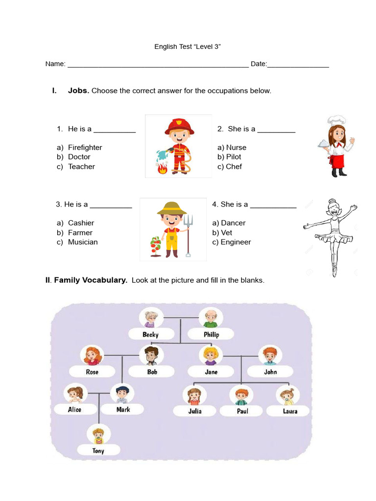 Examen Ingles Nivel 3 | PDF