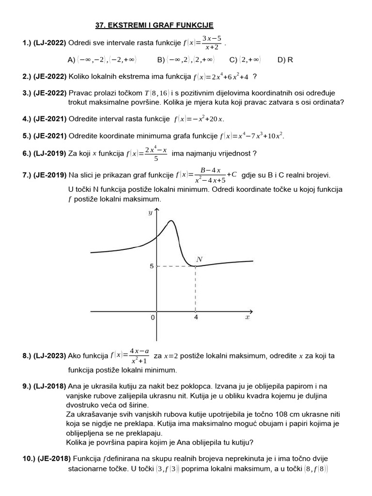 37 - Ekstremi I Graf Funkcije | PDF