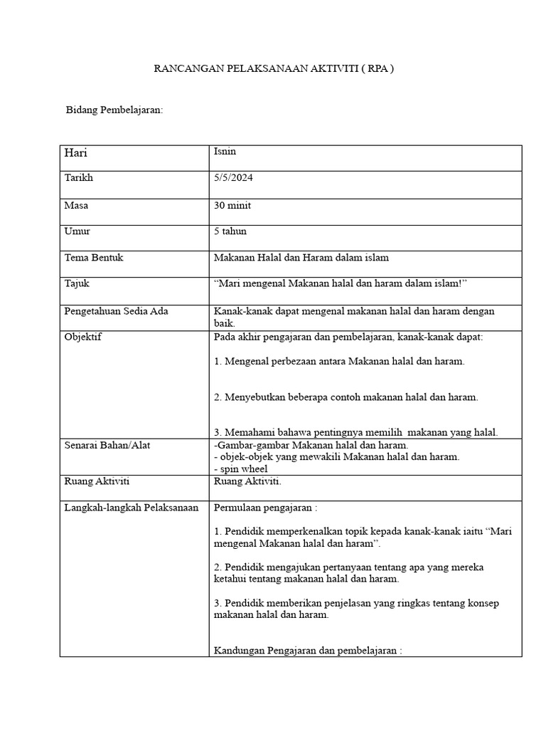 RPA Humaira | PDF | Pengembangan Diri